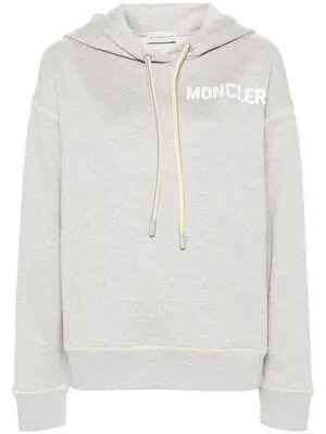 Moncler Logo-embroidered Cotton Hoodie - Grey