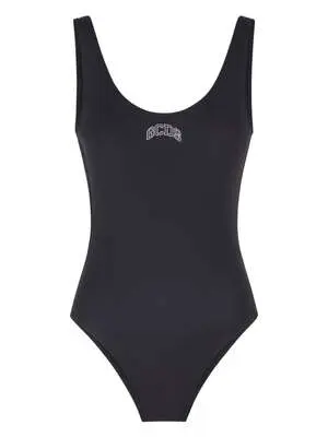 Gcds Logo-print Low-back Swimsuit - Black