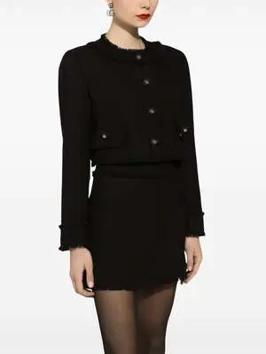 Dolce & Gabbana Cropped Tweed Jacket - Black