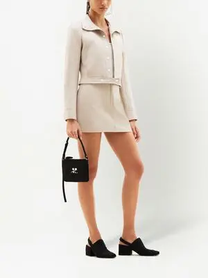 COURREGES Logo-patch A-line Mini Skirt - Neutrals