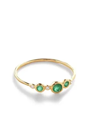Monica Vinader 14kt Yellow Siren Diamond And Emerald Ring - Gold