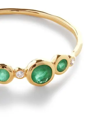 Monica Vinader 14kt Yellow Siren Diamond And Emerald Ring - Gold