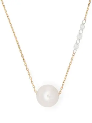 Mizuki 14kt Yellow Pearl And Diamond Pendant Necklace - Gold