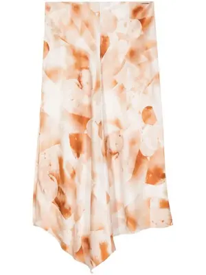 Calvin Klein Watercolour Print Satin Midi Skirt - Neutrals