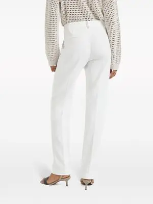 Brunello Cucinelli Cotton Tailored Straight Trousers With Monili Chain Detail