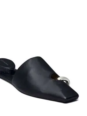 Tory Burch Pierced Leather Slippers - Black