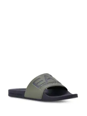 EA7 Logo-embossed Slides - Green