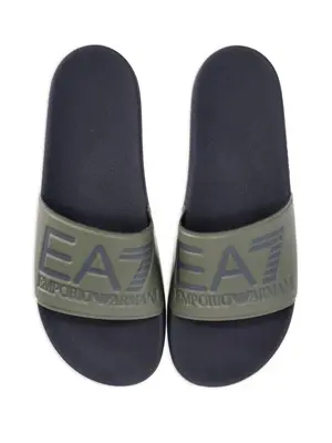 EA7 Logo-embossed Slides - Green
