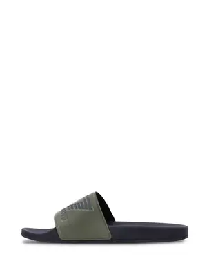EA7 Logo-embossed Slides - Green