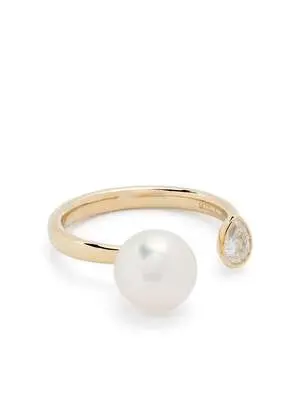 Mizuki 14kt Pearl And Diamond Ring - Gold