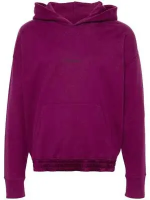 Saint Laurent Logo-embroidered Cotton Hoodie - Purple