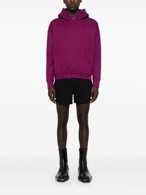 Saint Laurent Logo-embroidered Cotton Hoodie - Purple