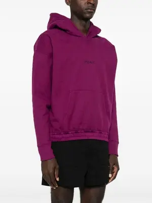 Saint Laurent Logo-embroidered Cotton Hoodie - Purple