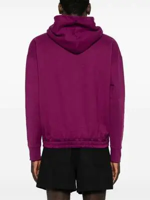 Saint Laurent Logo-embroidered Cotton Hoodie - Purple