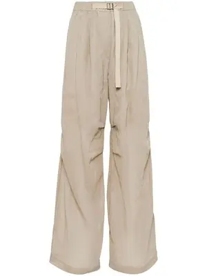 Brunello Cucinelli Belted Cotton-organza Trousers - Neutrals