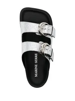 MARINE SERRE Ms Ground Laminated Slides - Silver