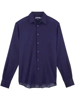 Vilebrequin Caracal Turtle-embroidered Voile Shirt - Blue