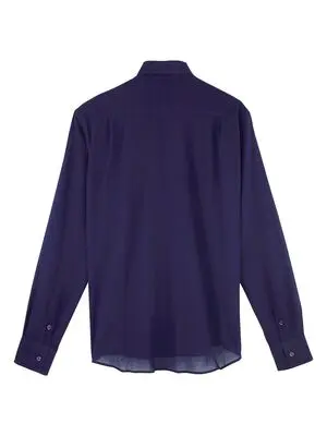 Vilebrequin Caracal Turtle-embroidered Voile Shirt - Blue