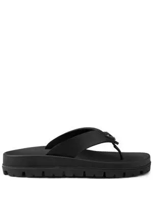 Prada Triangle-logo Flip Flops - Black