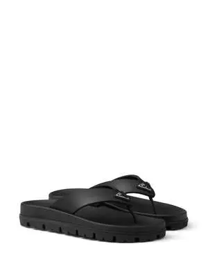 Prada Triangle-logo Flip Flops - Black