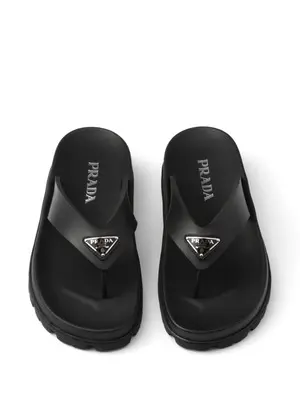 Prada Triangle-logo Flip Flops - Black