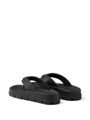 Prada Triangle-logo Flip Flops - Black
