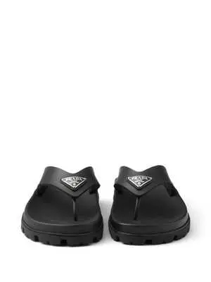 Prada Triangle-logo Flip Flops - Black