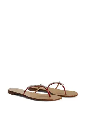 GIUSEPPE ZANOTTI Embellished Thong Sandals - Red