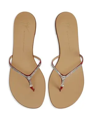 GIUSEPPE ZANOTTI Embellished Thong Sandals - Red