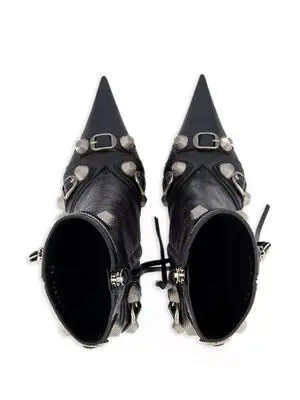 Balenciaga Cagole Buckle-detail Ankle Boots - Black
