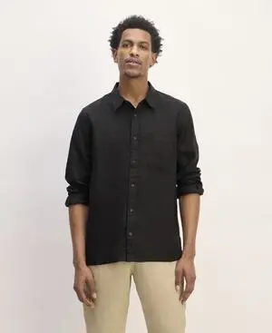 Everlane Linen Straight Hem Shirt Black