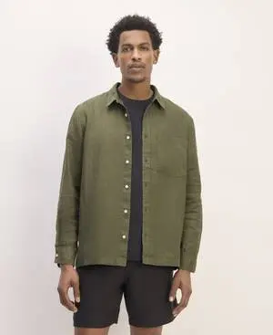 Everlane Linen Straight Hem Shirt - Olive