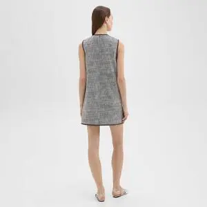 Theory Relaxed Sleeveless Canvas Tweed Dress - Coffee/brown