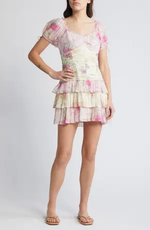 LoveShackFancy Jupe Floral Ruffle Minidress