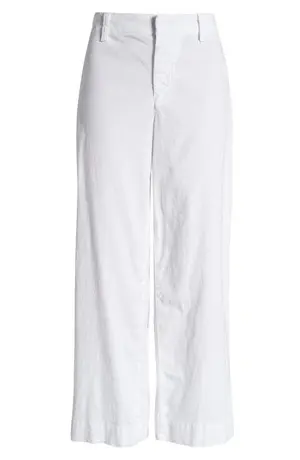 Frank & Eileen Wexford Wide Leg Cropped Pants - White Preformance Linen
