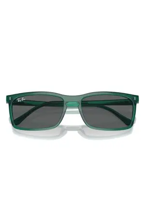 Ray-ban 56mm Rectangular Sunglasses - Transparent Green