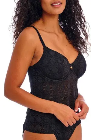 Freya Nomad Nights Underwire Plunge Tankini Top - Black