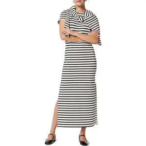 Spanx Airessentials Stripe Side Slit Maxi Dress - Porcelain Ground