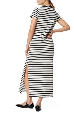Spanx Airessentials Stripe Side Slit Maxi Dress - Porcelain Ground