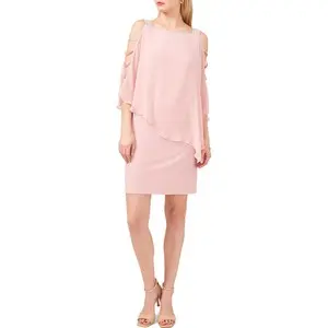 Chaus Crystal Strap Chiffon Overlay Mini Dress