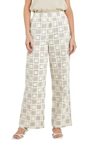 English Factory Crocket Patchwork Wide Leg Trousers