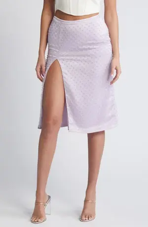 MISTRESS ROCKS Beaded Mesh Midi Skirt