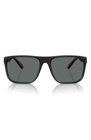 SCUDERIA FERRARI 59mm Polarized Square Sunglasses - Matte Black