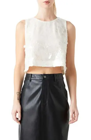 GREY LAB Sequin Sleeveless Crop Top