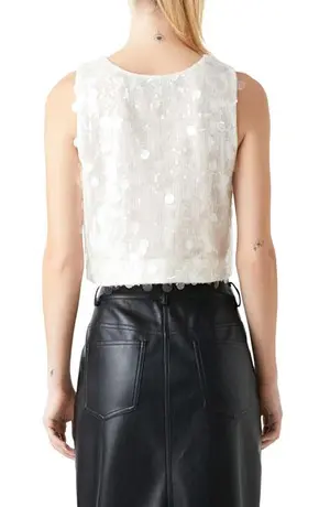 GREY LAB Sequin Sleeveless Crop Top