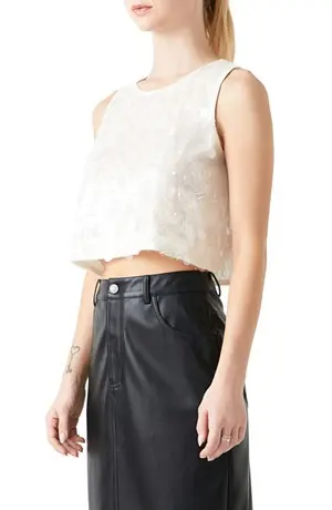 GREY LAB Sequin Sleeveless Crop Top