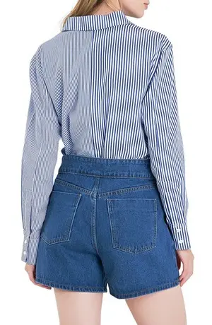 English Factory Colorblock Striped Button-up Shirt