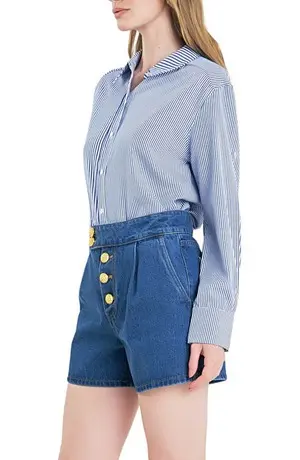 English Factory Colorblock Striped Button-up Shirt
