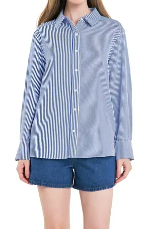 English Factory Colorblock Striped Button-up Shirt