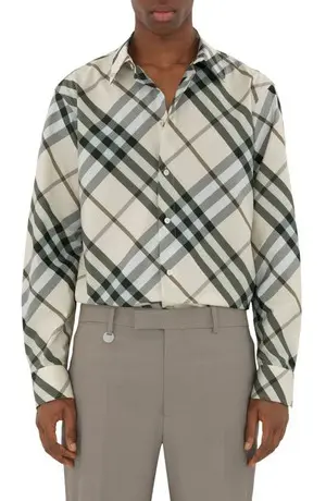Burberry Oversize Check Cotton Button-up Shirt Alabaster Ip Check